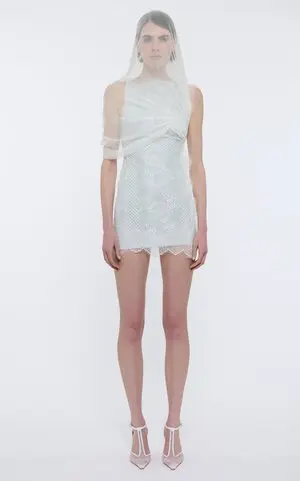Christopher Esber Calla Lace Veil Silk Mini Dress