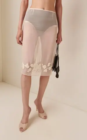 Magda Butrym Embroidered Silk Midi Skirt