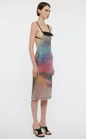 Christopher Esber Droplet Pebble Scoop Back Silk Midi Dress