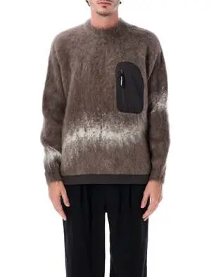 AND WANDER Mohair Blend Crewneck Sweater With Zip Pocket