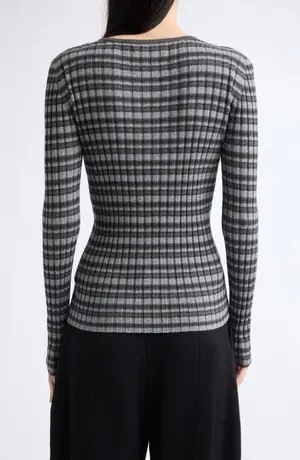 LISA YANG Tarika Stripe Cotton & Cashmere Sweater