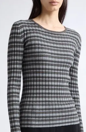 LISA YANG Tarika Stripe Cotton & Cashmere Sweater