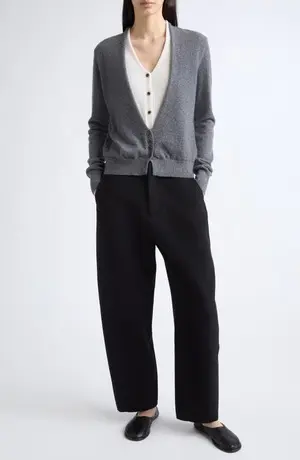 LISA YANG Vani Layered Cashmere Cardigan - Graphite/cream