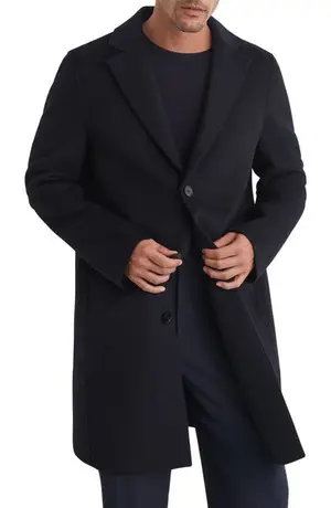 REISS Knight Wool Blend Epsom Coat - Navy