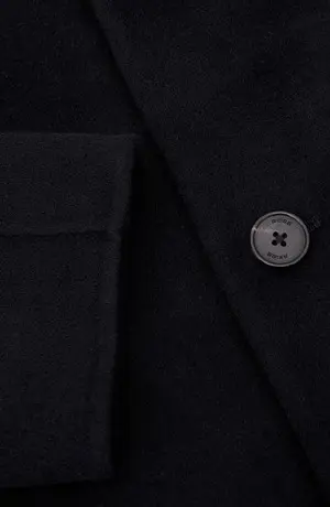 REISS Knight Wool Blend Epsom Coat - Navy