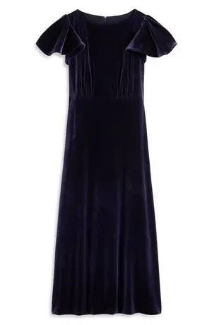 Boden Draped Sleeve Velvet Maxi Dress