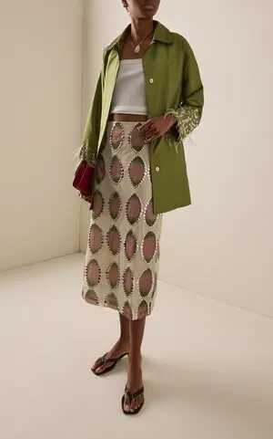 Chan Luu Studded Cotton Pencil Skirt