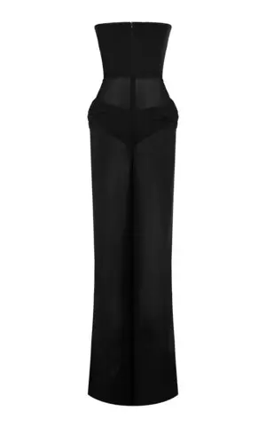 Alex Perry Strapless Draped Powermesh Column Gown
