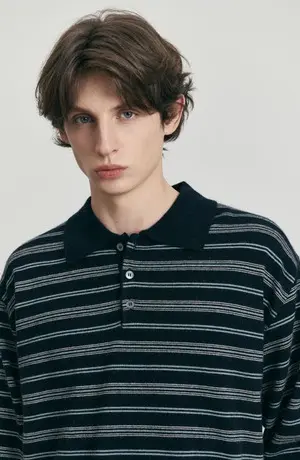 DUNST Collared Striped Sweater