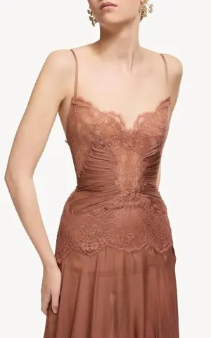 Elie Saab Gradient Chiffon & Lace Maxi Dress