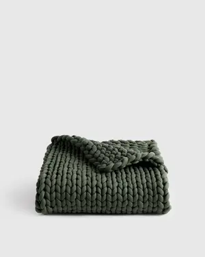 Quince Chunky Knit Weighted Blanket - Pine