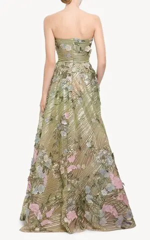 Elie Saab Floral Embellished Tulle Maxi Dress