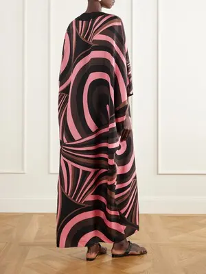 Emilio Pucci Scalloped Printed Silk-twill Kaftan - Multi