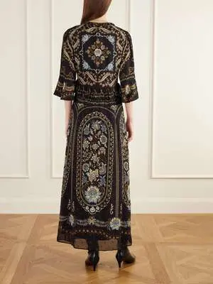 Farm Rio Daniela Ruffled Printed Embroidered Crepe Maxi Dress