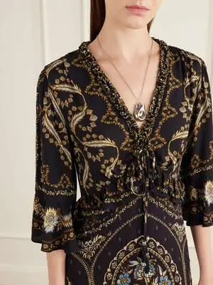 Farm Rio Daniela Ruffled Printed Embroidered Crepe Maxi Dress