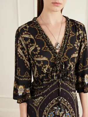 Farm Rio Daniela Ruffled Printed Embroidered Crepe Maxi Dress - Multi