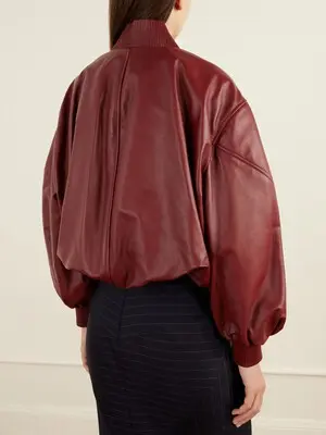 Givenchy Cropped Gathered Leather Bomber Jacket