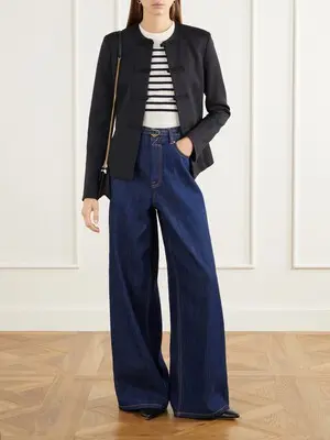 KALLMEYER Tilda Collarless Wool-blend Gabardine Jacket