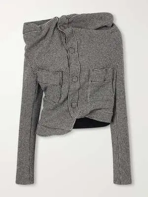 Junya Watanabe Asymmetric Houndstooth Wool-blend Jacket - Multi
