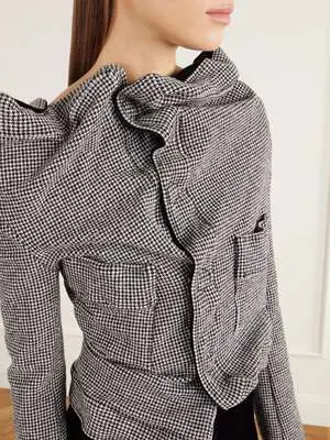 Junya Watanabe Asymmetric Houndstooth Wool-blend Jacket - Multi