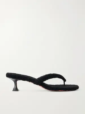 Amina Muaddi Juliette 45 Shearling Thong Sandals