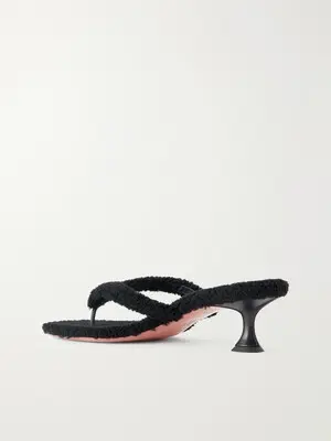 Amina Muaddi Juliette 45 Shearling Thong Sandals