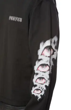 PURPLE BRAND Graphic Cropped Long Sleeve T-shirt