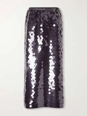 Tibi Sequined Organza Midi Skirt - Violet