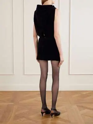 Khaite Astor Draped Velvet Cotton-blend Mini Dress
