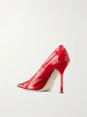 CHRISTEN Helix 95 Croc-effect Patent-leather Pumps
