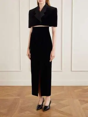 Khaite Ilora Double-breasted Velvet Cotton-blend Evening Jacket