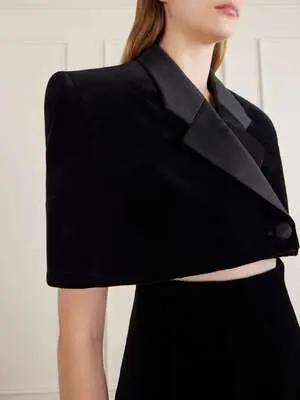 Khaite Ilora Double-breasted Velvet Cotton-blend Evening Jacket