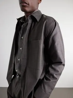 Nn07 Freddy 10071 Checked Basketweave Wool-blend Shirt