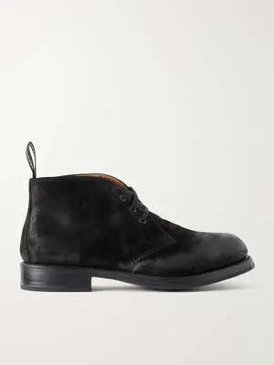 Grenson Rory Burnished-suede Lace-up Boots - Black