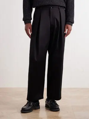 MONITALY Ekusy Wide-leg Pleated Cotton-twill Trousers
