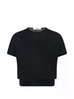 Another Tomorrow Short-sleeve Wool Top