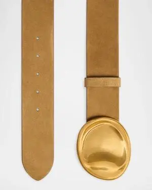 Khaite Keefe Suede Belt - Mud