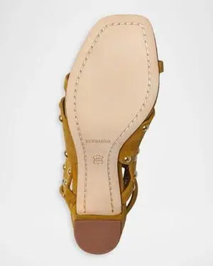 Bernardo 75mm New Moon Studded Leather Sandals