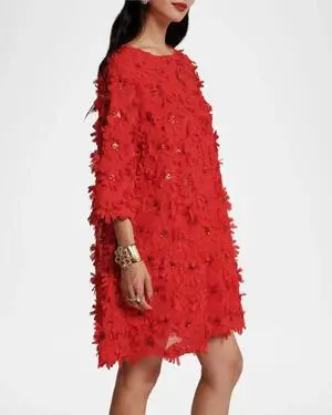 FRANCES VALENTINE Edie Daisy Appliqué Mini Dress