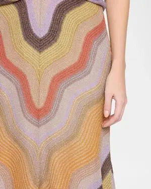 Missoni Metallic Chevron Maxi A-line Skirt