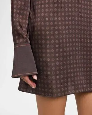 SEROYA Angrea Satin High-neck Mini Dress