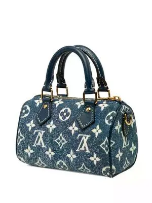 LOUIS VUITTON 2010-2026 Monogram Jacquard Denim Nano Speedy Bandouliere Satchel