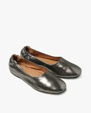 Beek Swan Leather Ballet Shoe - Silver