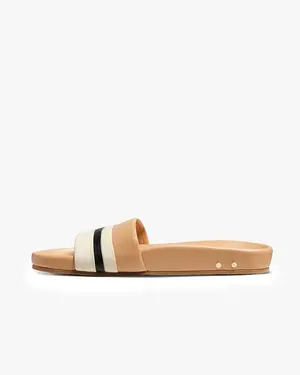 Beek Gallito Stripe Leather Slide Sandal - Beige