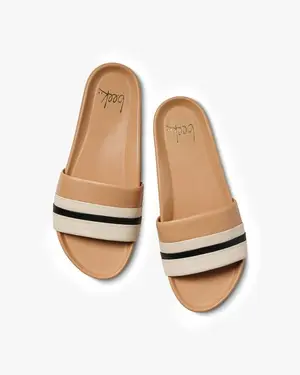 Beek Gallito Stripe Leather Slide Sandal - Beige