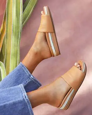 Beek Pelican Stripe Leather Platform Sandal