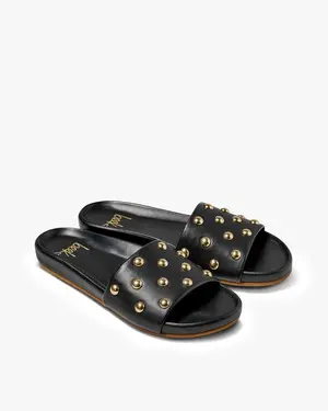 Beek Gallito Stud Leather Slide Sandal - Black