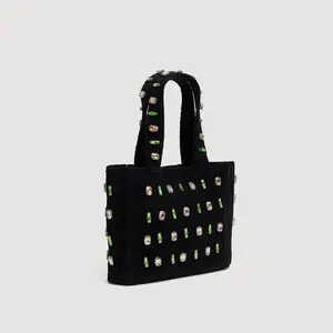 Sandro Knit Bag With Stones