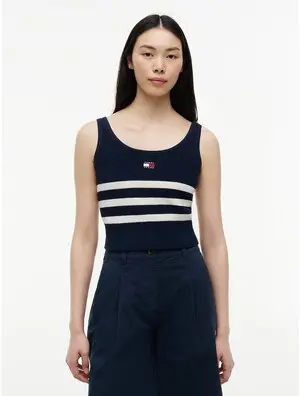 Tommy Hilfiger Striped Sweater Tank Top - Navy