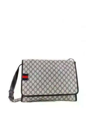 Gucci Web Loop Messenger Gg Coated Canvas Large Crossbody Bag